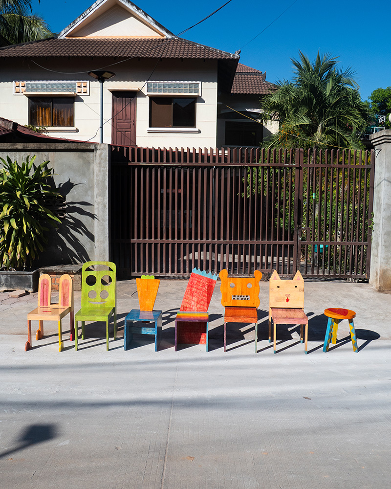 playful children’s drawings become colorful handmade chairs