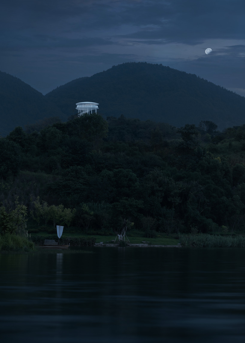 ovoid landscape tower by gad hovers above chongqing mingyue lake in china