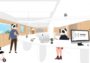 panda design builds a new office around a curved workspace in xiamen