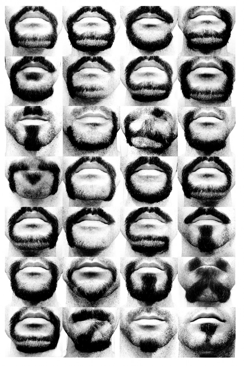 michael allen shaves a font from his face for alphabeard