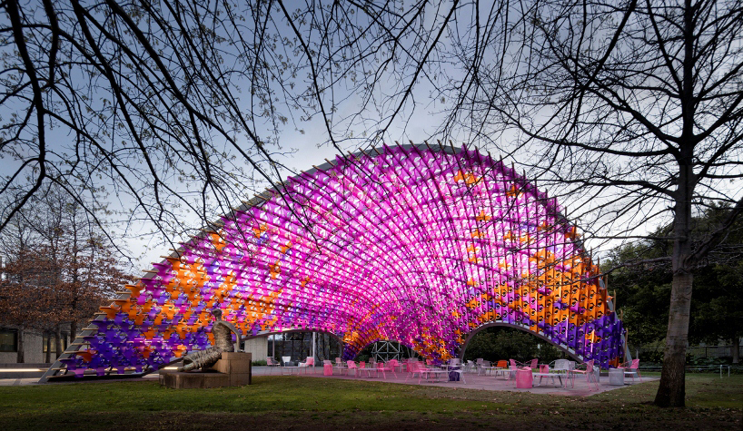 john wardle architects kicks off NGV initiative with bright pink pavilion