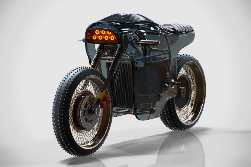 sinister electric cafe racer features burning hot headlamps