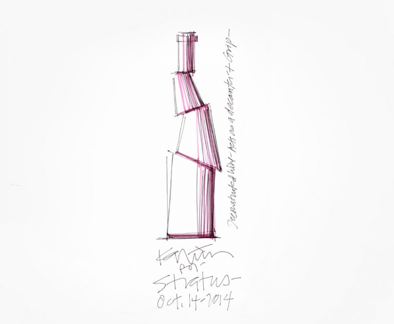 karim rashid sculpts deconstructed decant bottle for stratus vineyards