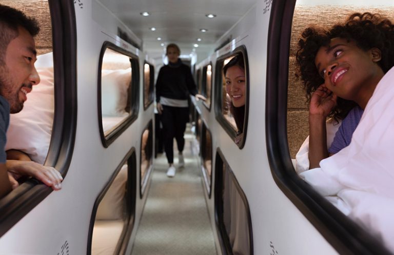 tired of early flights? try cabin's sleeper bus for long-distance traveling