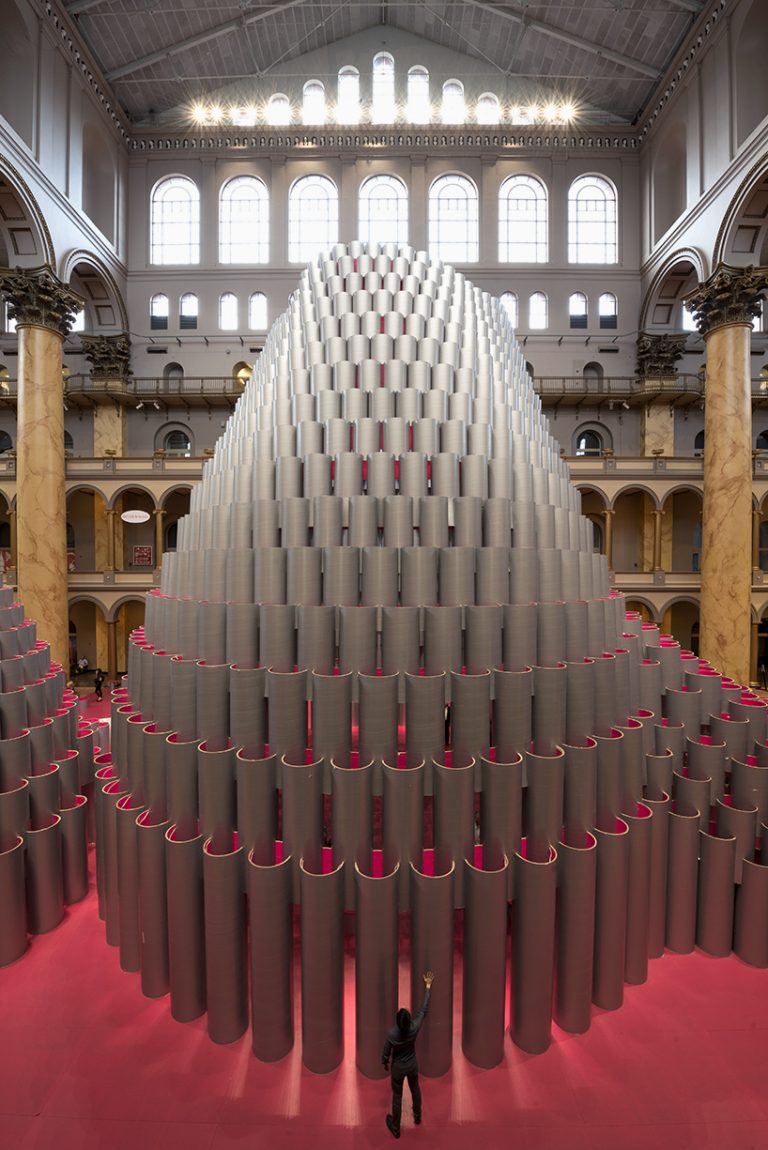 studio gang sculpts soaring, inhabitable 'hive' from 2,700 wound paper ...