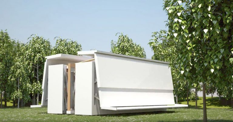 ten fold's houses unfold in eight minutes at the push of a button