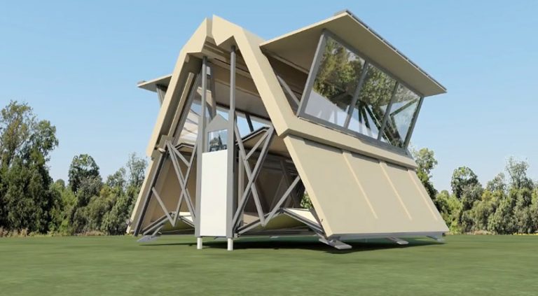 ten fold's houses unfold in eight minutes at the push of a button