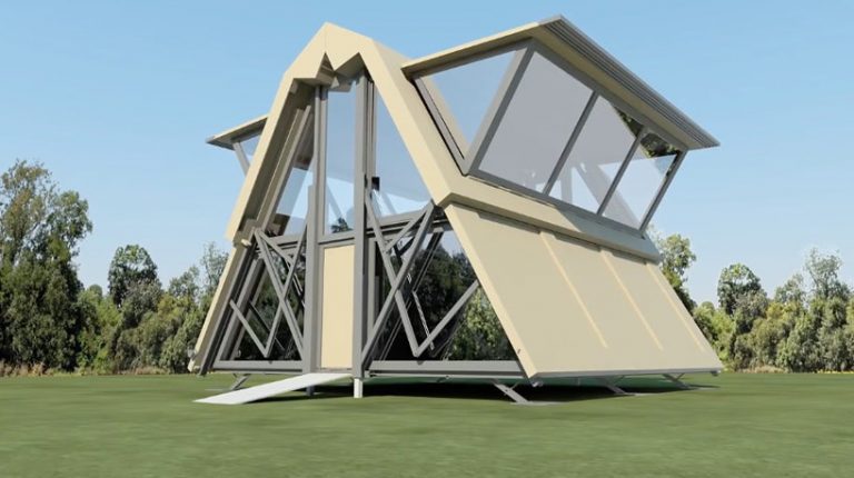 ten fold's houses unfold in eight minutes at the push of a button