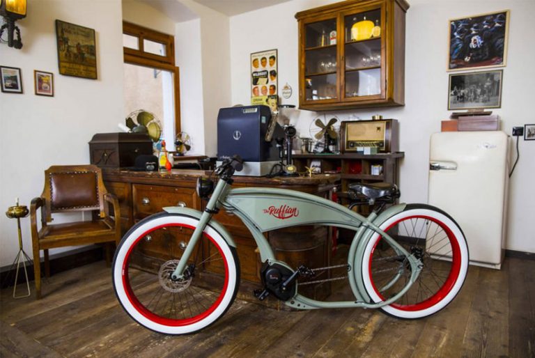 ruff cycles' ruffian electric bike echoes motorcycle style from 1900s
