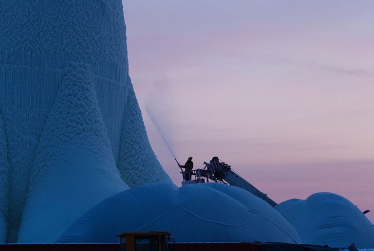 engineers build the world’s tallest ice tower in china