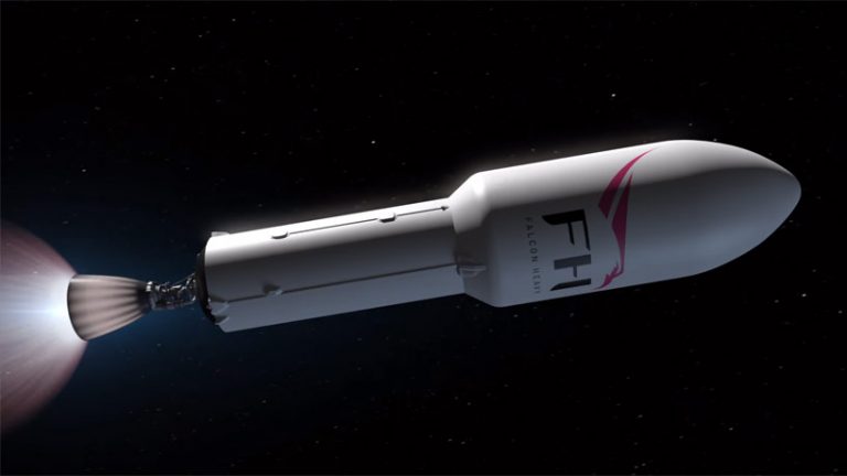 elon musk launches animation of spaceX falcon heavy on route to mars