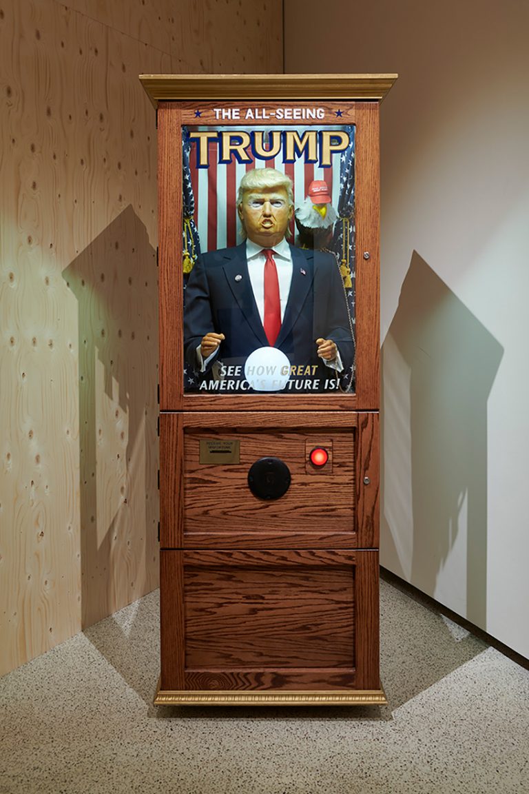 all-seeing trump tells your misfortunes at the design museum in london