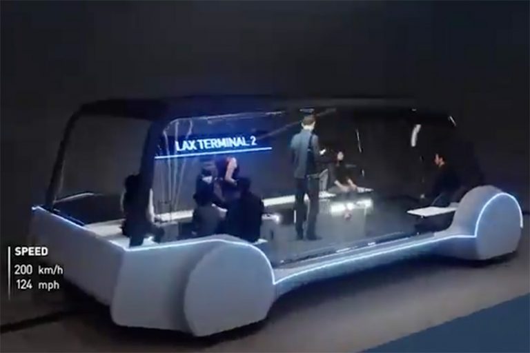 elon musk's boring bus to transport passengers through urban loop tunnels