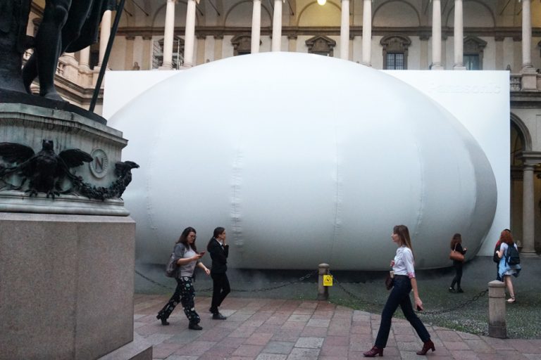 panasonic installs a 'water-drop pavilion' within milan's pinacoteca di ...