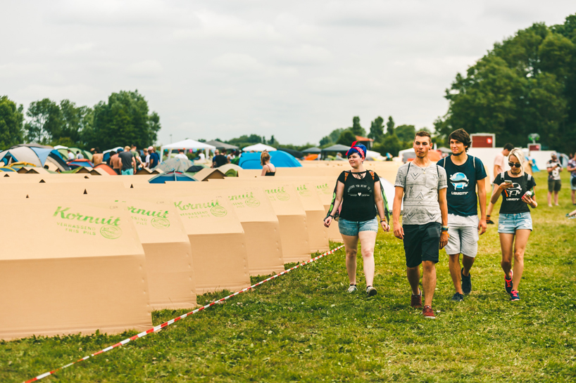 100% recyclable cardboard tents are pitching up at festivals