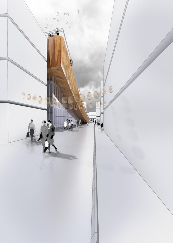 a public plaza tops the tokyo music center by hajizadeh & associates