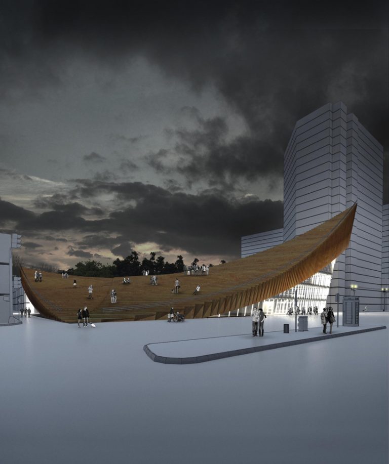 a public plaza tops the tokyo music center by hajizadeh & associates