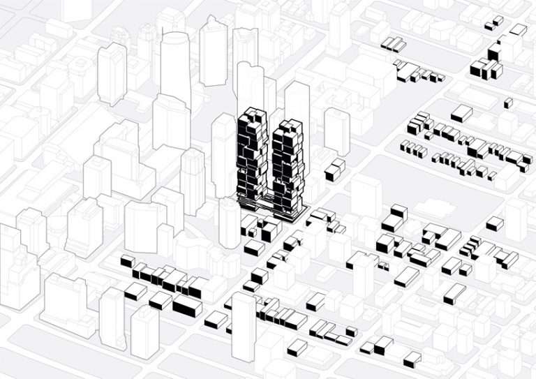 ole scheeren designs twin residential towers with offset volumes to ...