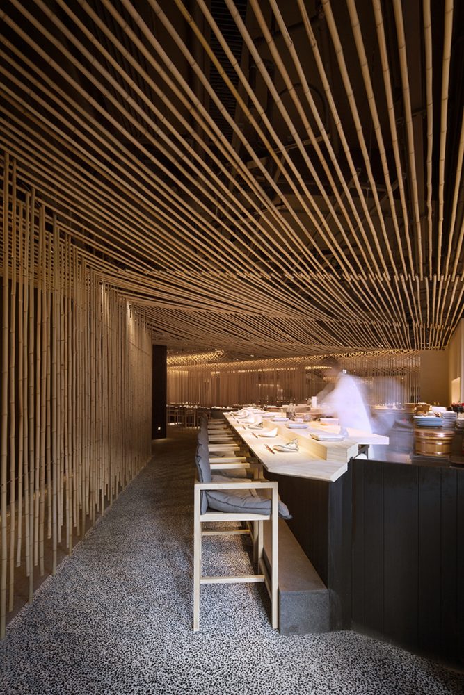 kengo kuma builds hong kong's také restaurant entirely out of bamboo