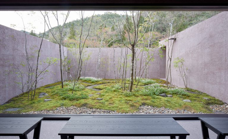 chipperfield's inagawa cemetery is a composition of geometries in pink