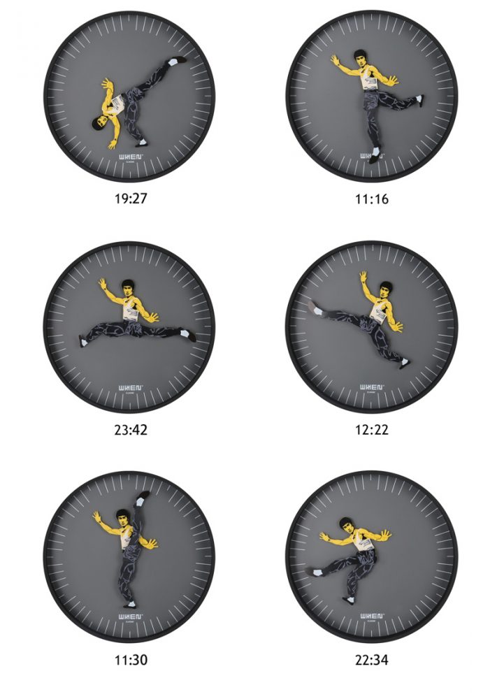 the kung fu clock shows time with a fighter's limbs, by WHENWATCH
