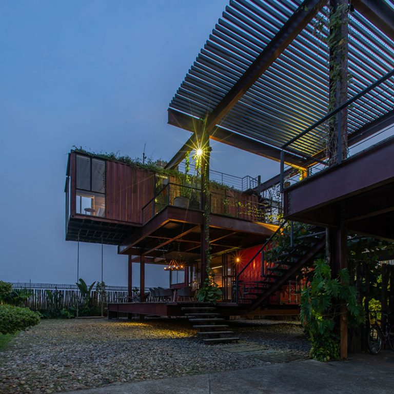 river & rain combines recycled shipping containers into three-story ...