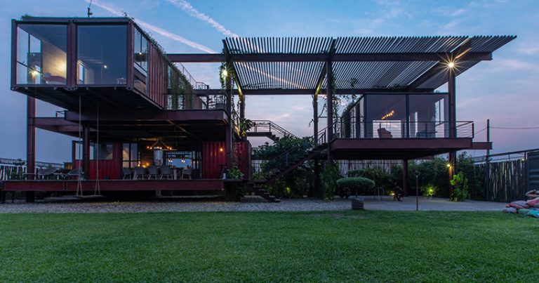 river & rain combines recycled shipping containers into three-story ...