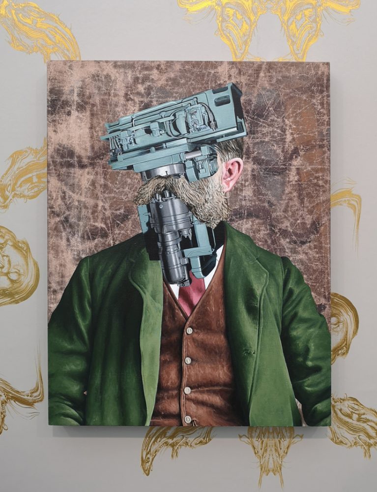 jim shaw illustrates trump's contorted facial features in gilded ...