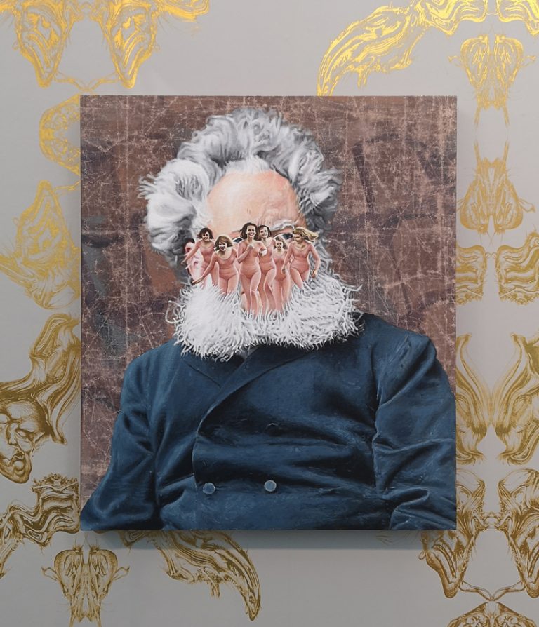 jim shaw illustrates trump's contorted facial features in gilded ...