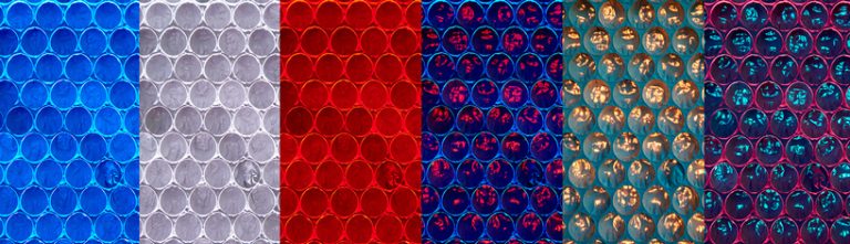 translucent structures made of compressed concrete and bubble wrap