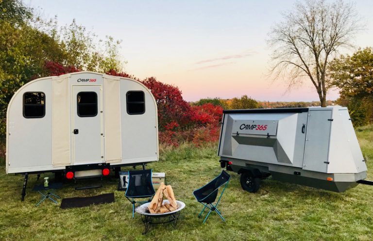 camp365 tiny trailer transforms into 100 square foot cabin in 9 minutes