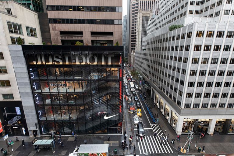 NIKE opens immersive flagship store in NYC with wavy glass façade