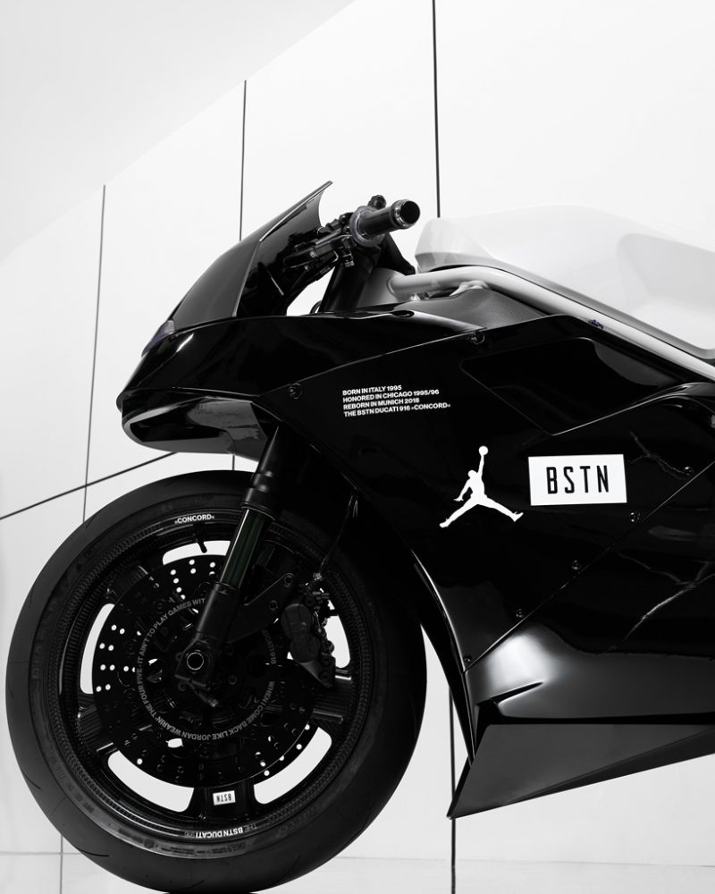 the legendary air jordan XI sneaker made into a ducati motorcycle