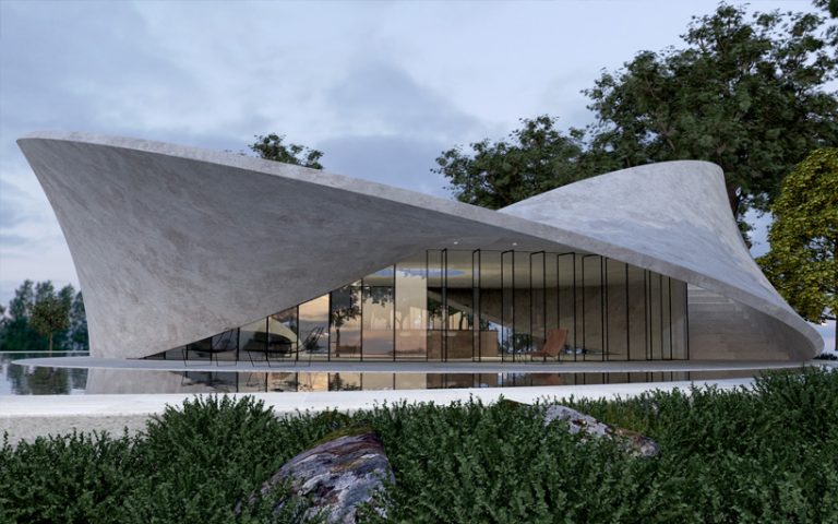 antony gibbon translates mobius strip into sculptural concrete house