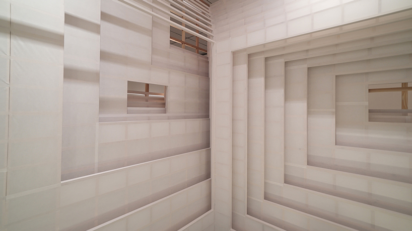 artists install 'five elements tea room' made of layers of shoji screens