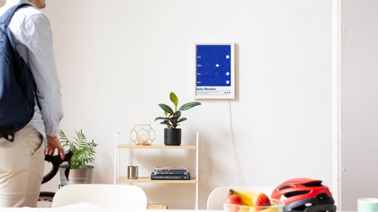 smart poster uses 'digital ink' to illustrate the day's changing forecasts