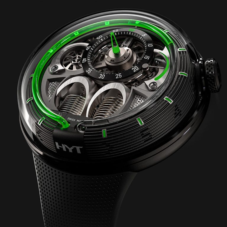 HYT H1.0 hydro mechanical watch places time in perpetual fluid motion