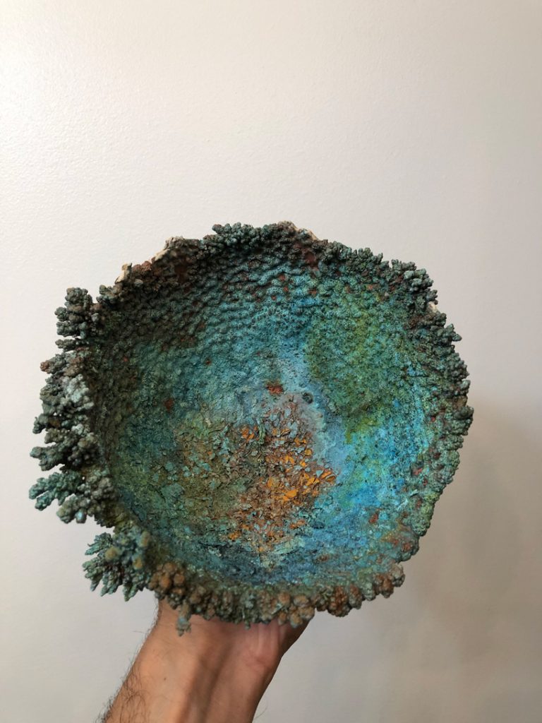 sabri ben achour develops magnetic clay to grow his ceramic work