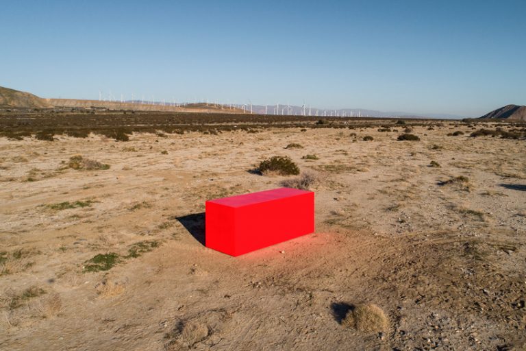 sterling ruby embeds orange monolith into coachella valley for desert X
