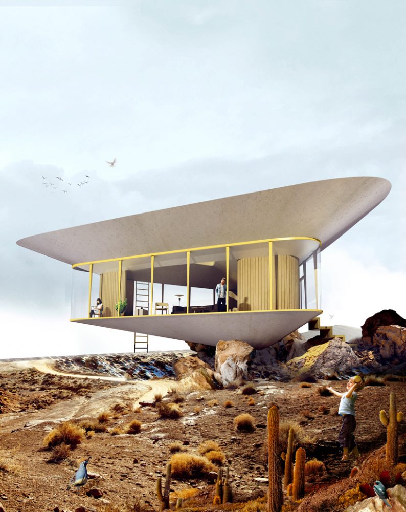 anti reality reverses roof of this summerhouse to create space for a pool