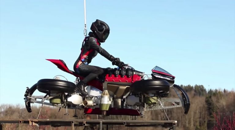 lazareth’s flying motorcycle goes from road to sky in 60 seconds
