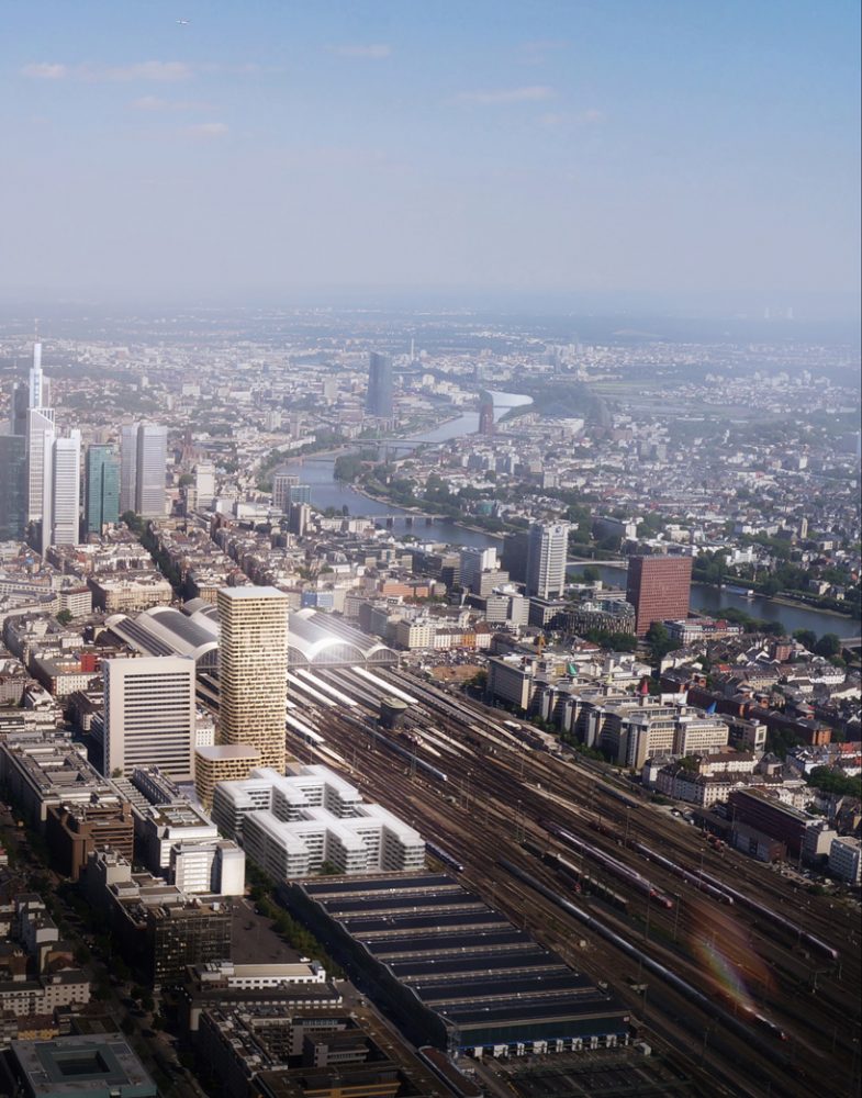 mecanoo wraps 140-meter-high frankfurt grand central tower in copper ...