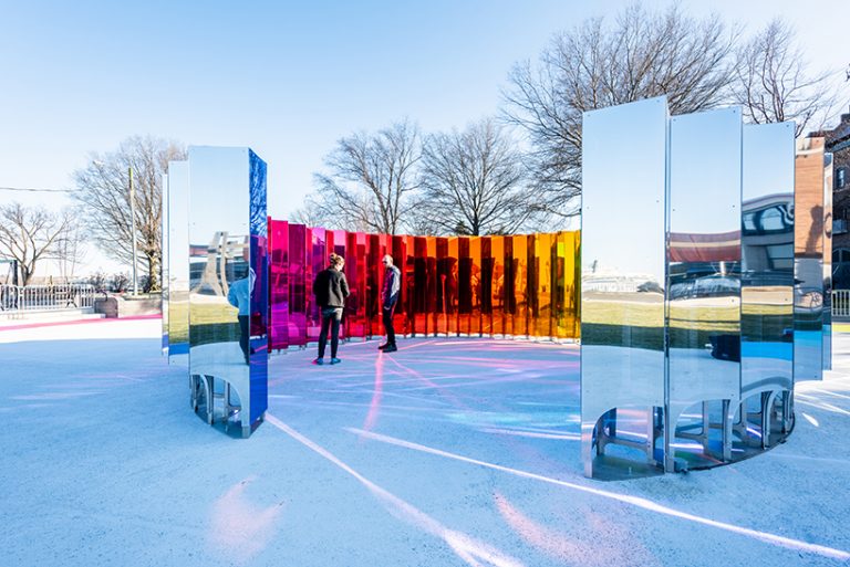 new installation uses old lighthouse tech to beam prisms of colorful light