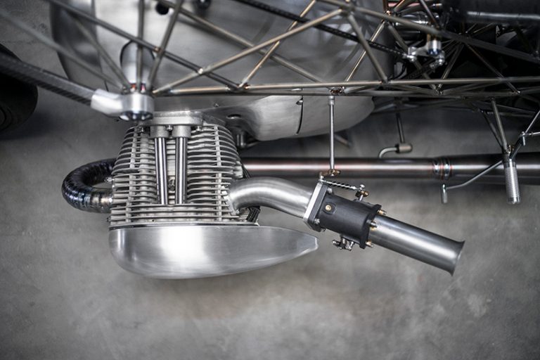 unreleased BMW motorcycle prototype spun with custom web-like geometry