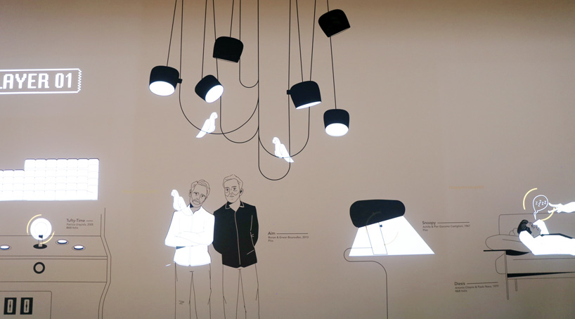 pinball corridor introduces visitors to flos' booth at salone del mobile