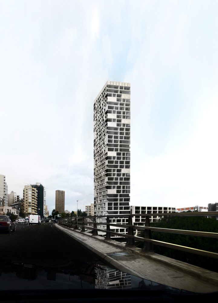LAAV architects stack small concrete modules to create high-rise in beirut