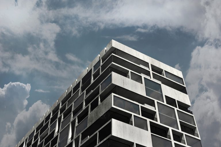 LAAV architects stack small concrete modules to create high-rise in beirut