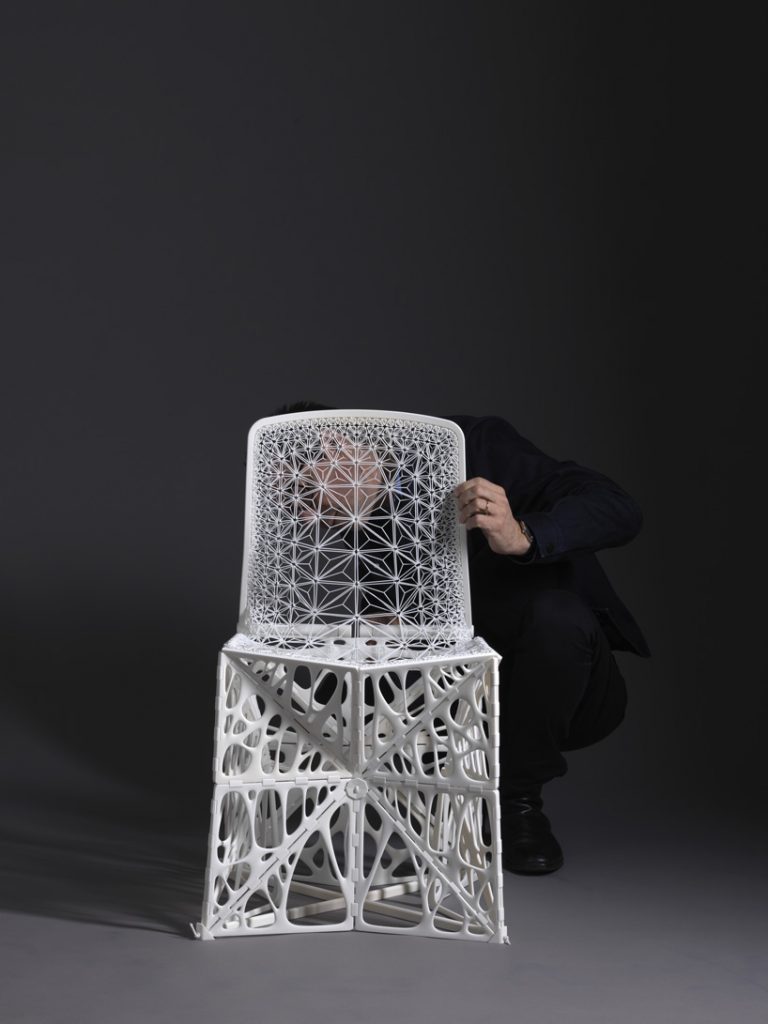 patrick jouin unveils foldable 3D printed TAMU chair at milan design week
