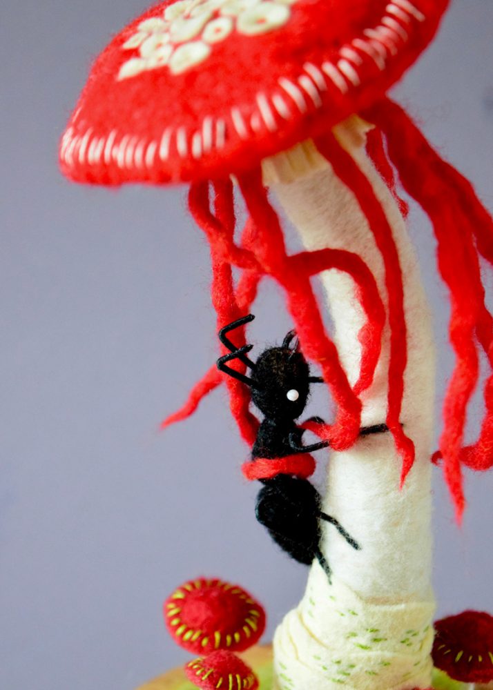cute creatures get embroidered and felted into precarious situations ...