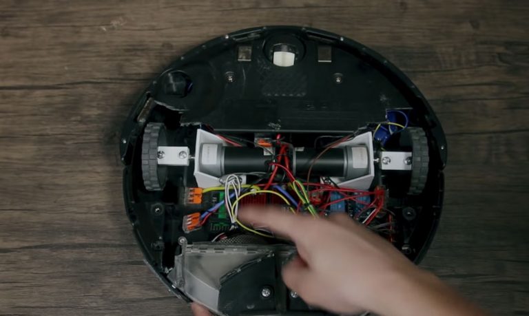 hacked roomba robot screams in pain when it hits into things